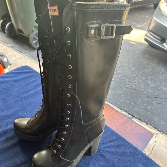 Hunter | Shoes | Rare Knee High Hunter Lapin Rain Boots Rubber Black ...